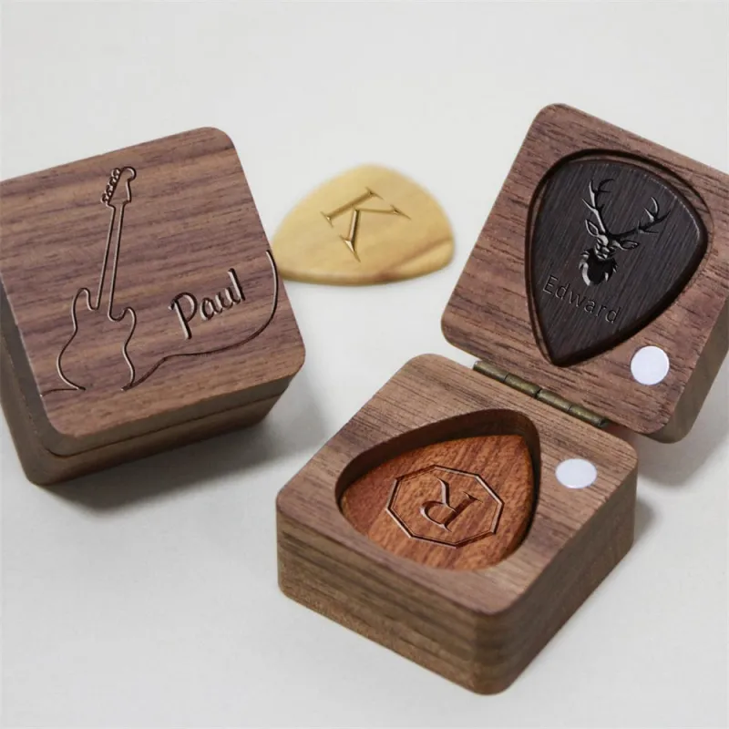 Custom Wooden Guitar Picks Box Personalized Guitar Pick Box Storage ...