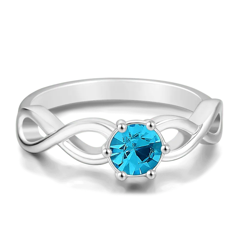 Personalised Birthstone Infinity Love Silver Ring Wedding Gift ...